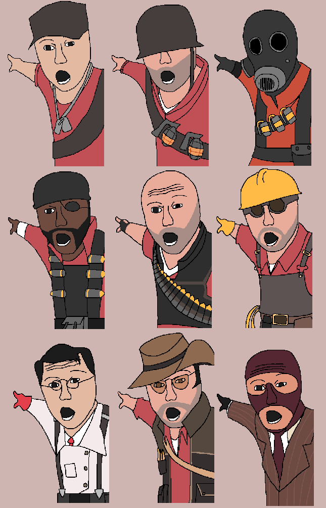 The mercs pointing Spray for Team Fortress 2 | TF2 Sprays