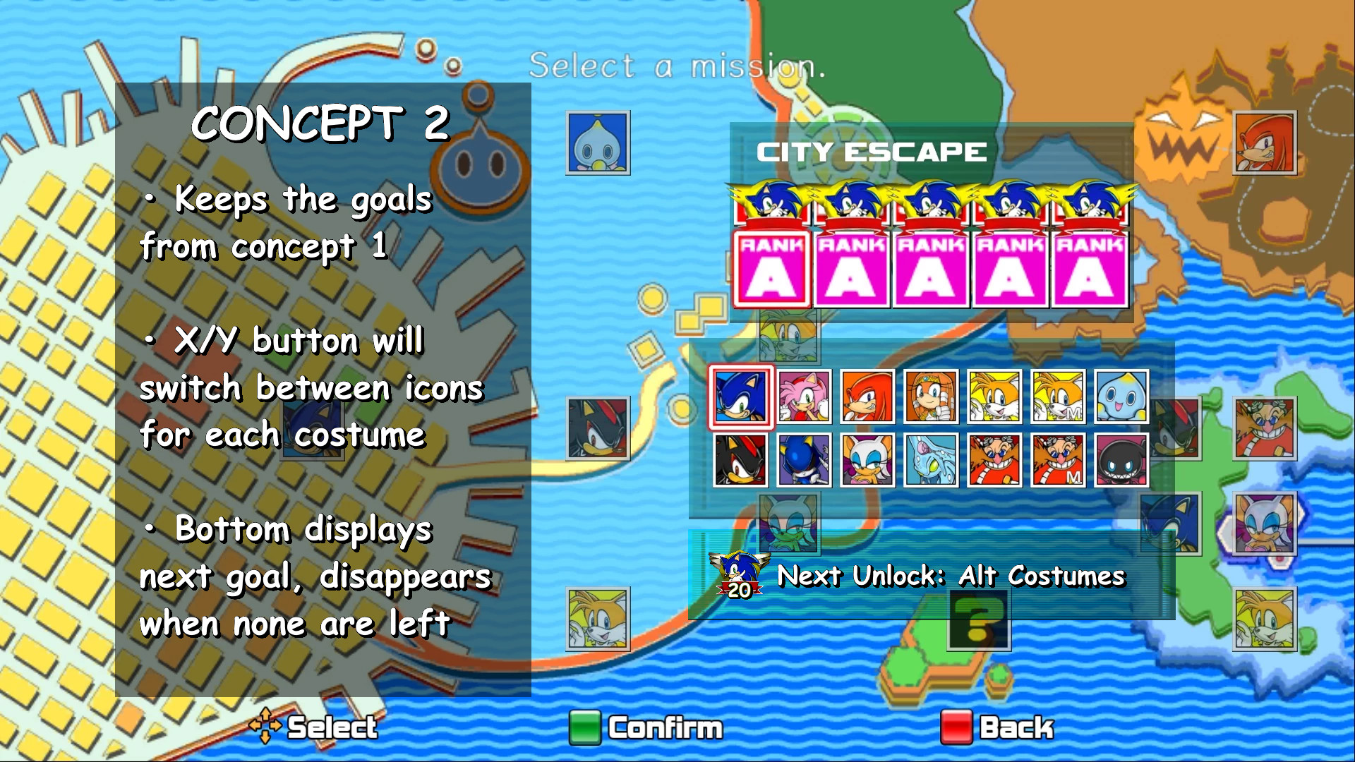 Fleshed out Character Select system Concept for Sonic Adventure 2 | SA2 ...