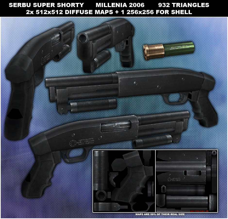 Super Shorty (Mossberg, Low Poly) 3D Model