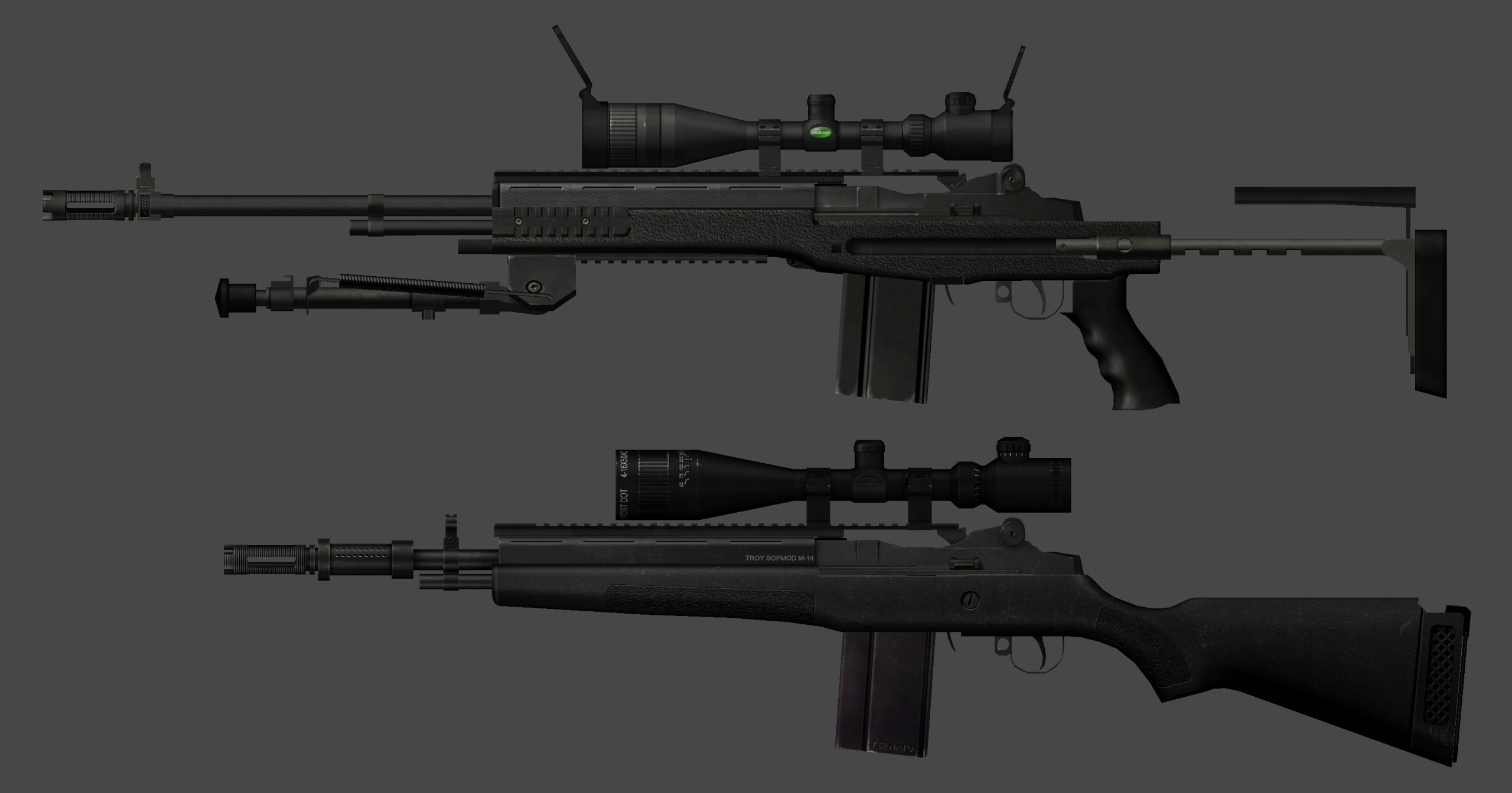 M14 SOPMOD with Mueller Sport Dot [3D Models]