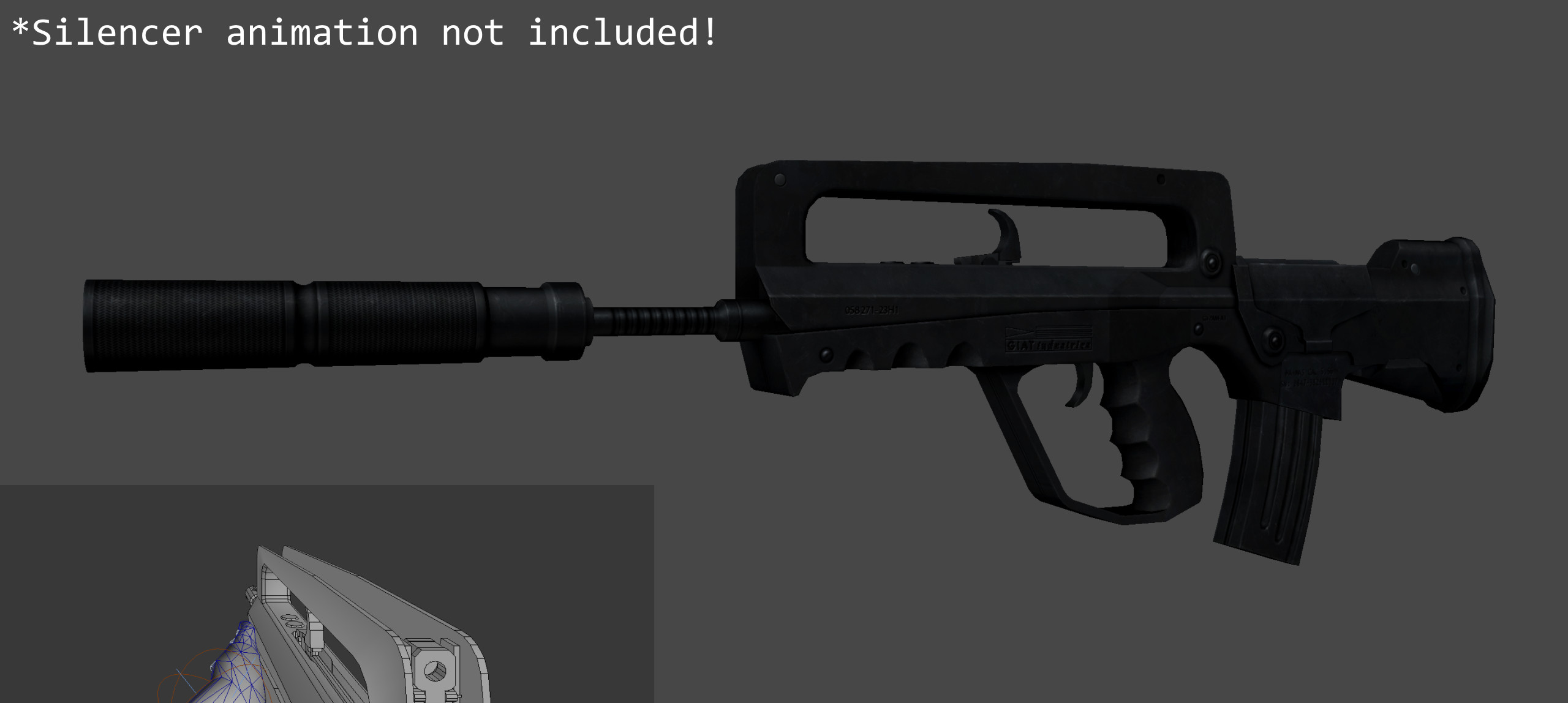 FAMAS G2 with Silencer 3D Model