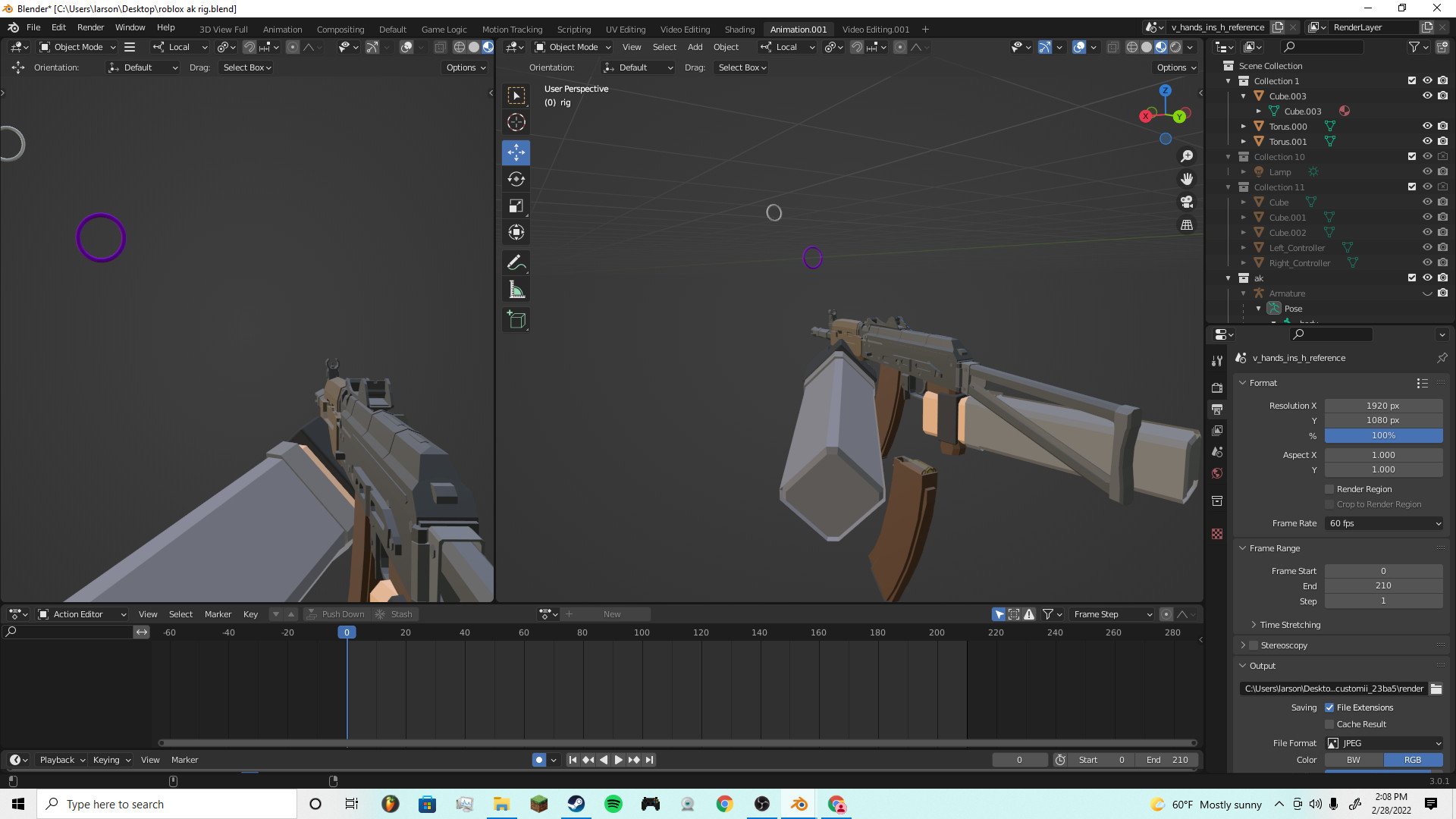 Roblox Hands and Roblox Hands and AKS74U 3D Model