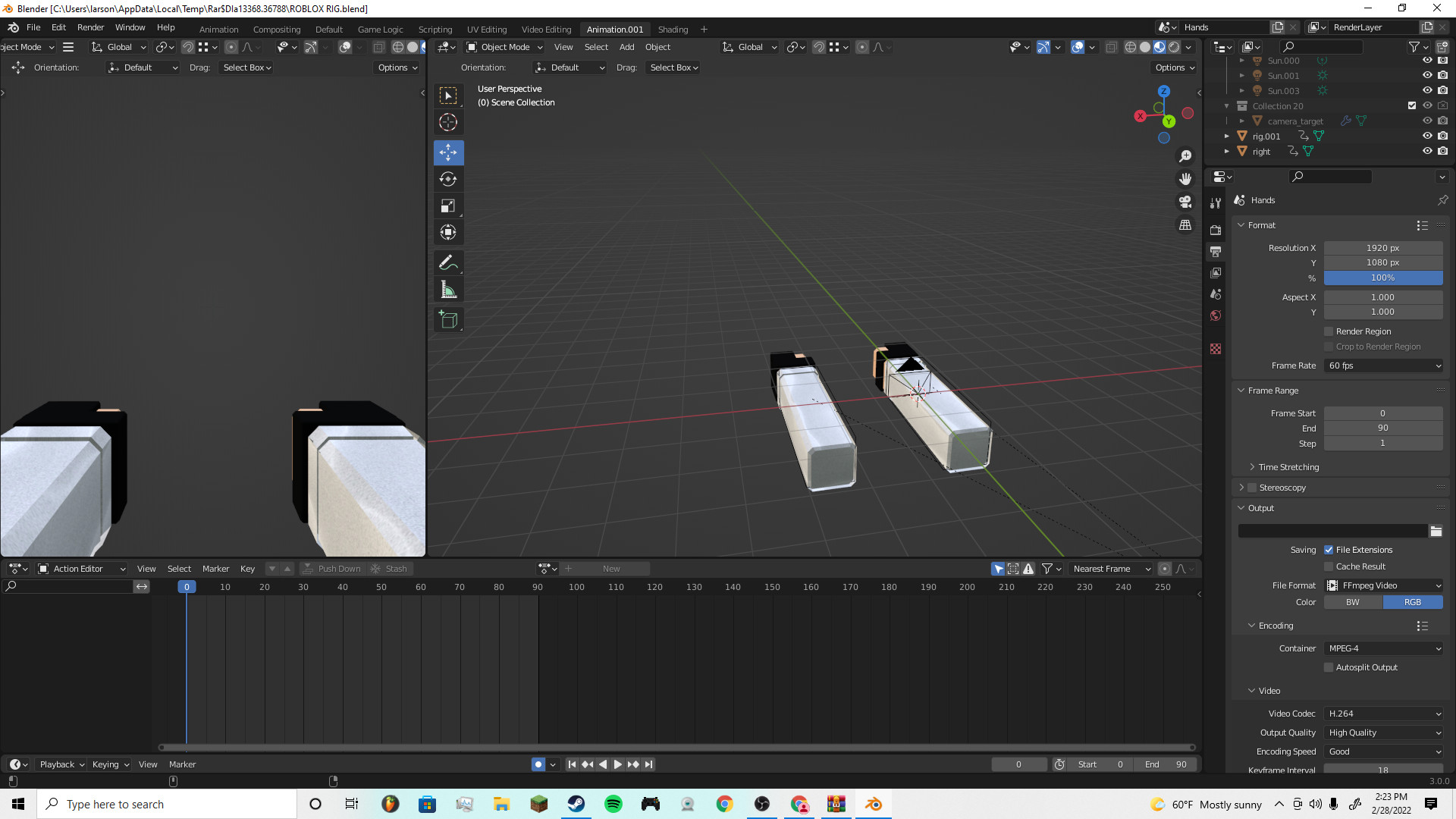 Roblox Hands and Roblox Hands and AKS74U 3D Model