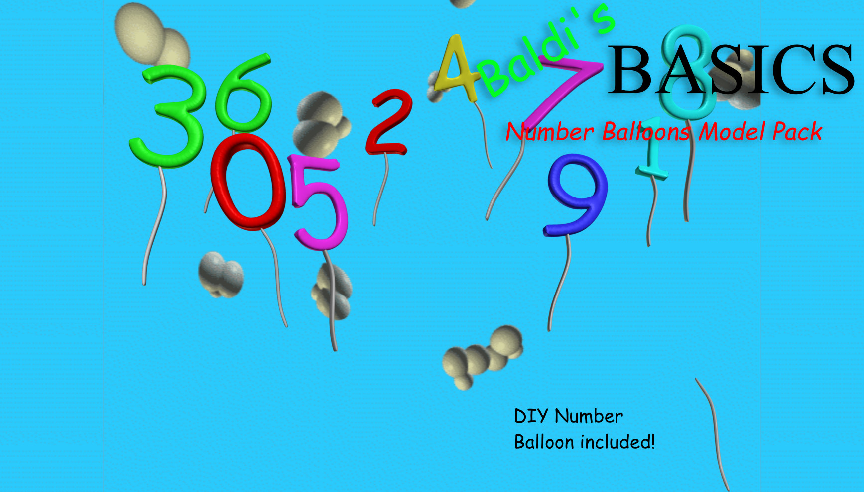 Baldi's Basics Number Balloons Model Pack 3D Model