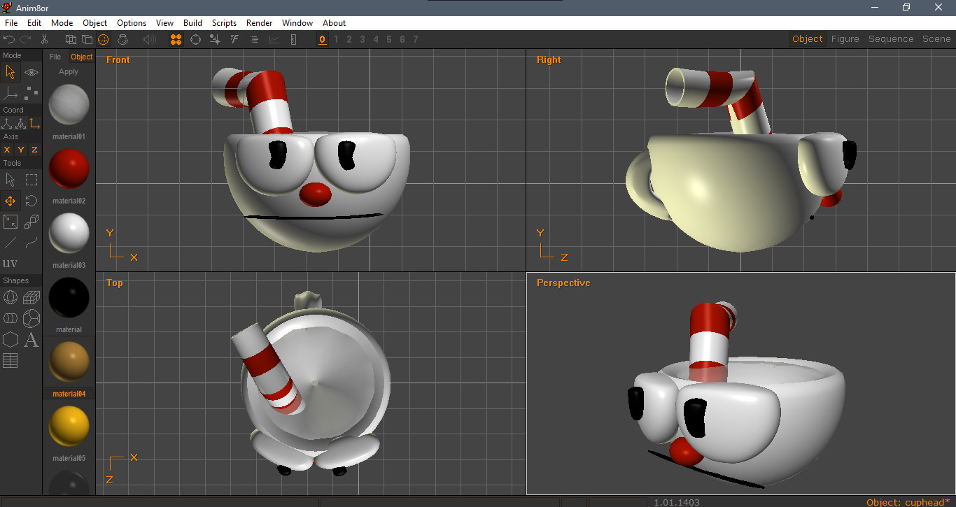 V4 Cuphead and Mugman Anim8or Models 3D Model