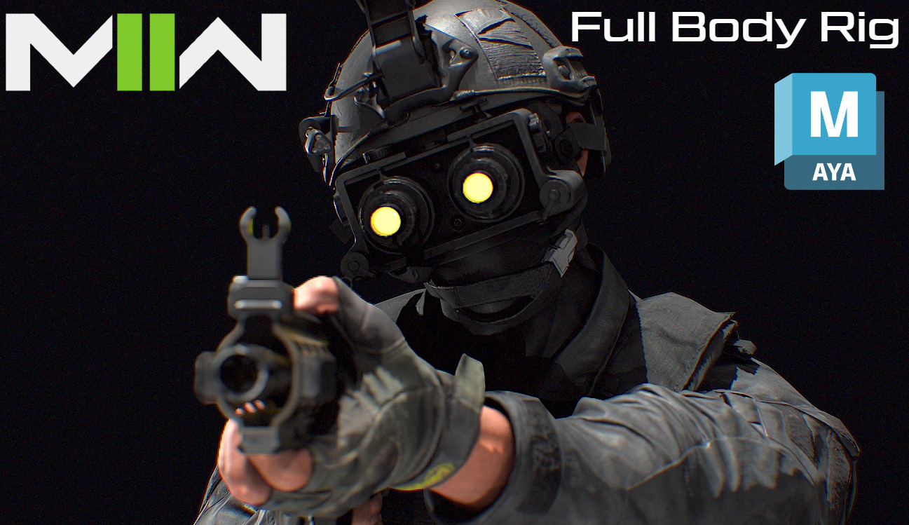 MWII Full Body Rig for Maya 3D Model