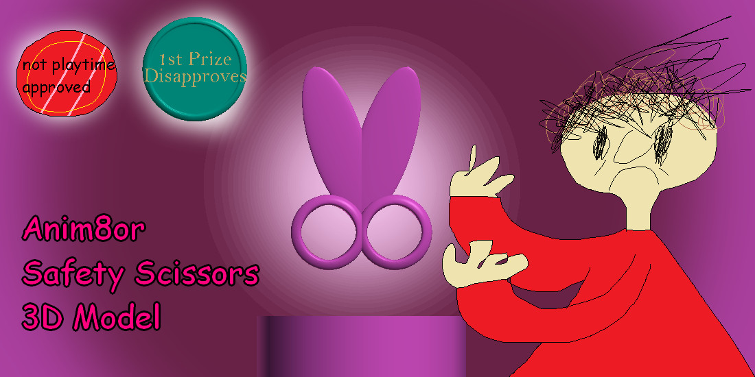 Marco's Safety Scissors 3D Model (Anim8or) 3D Model
