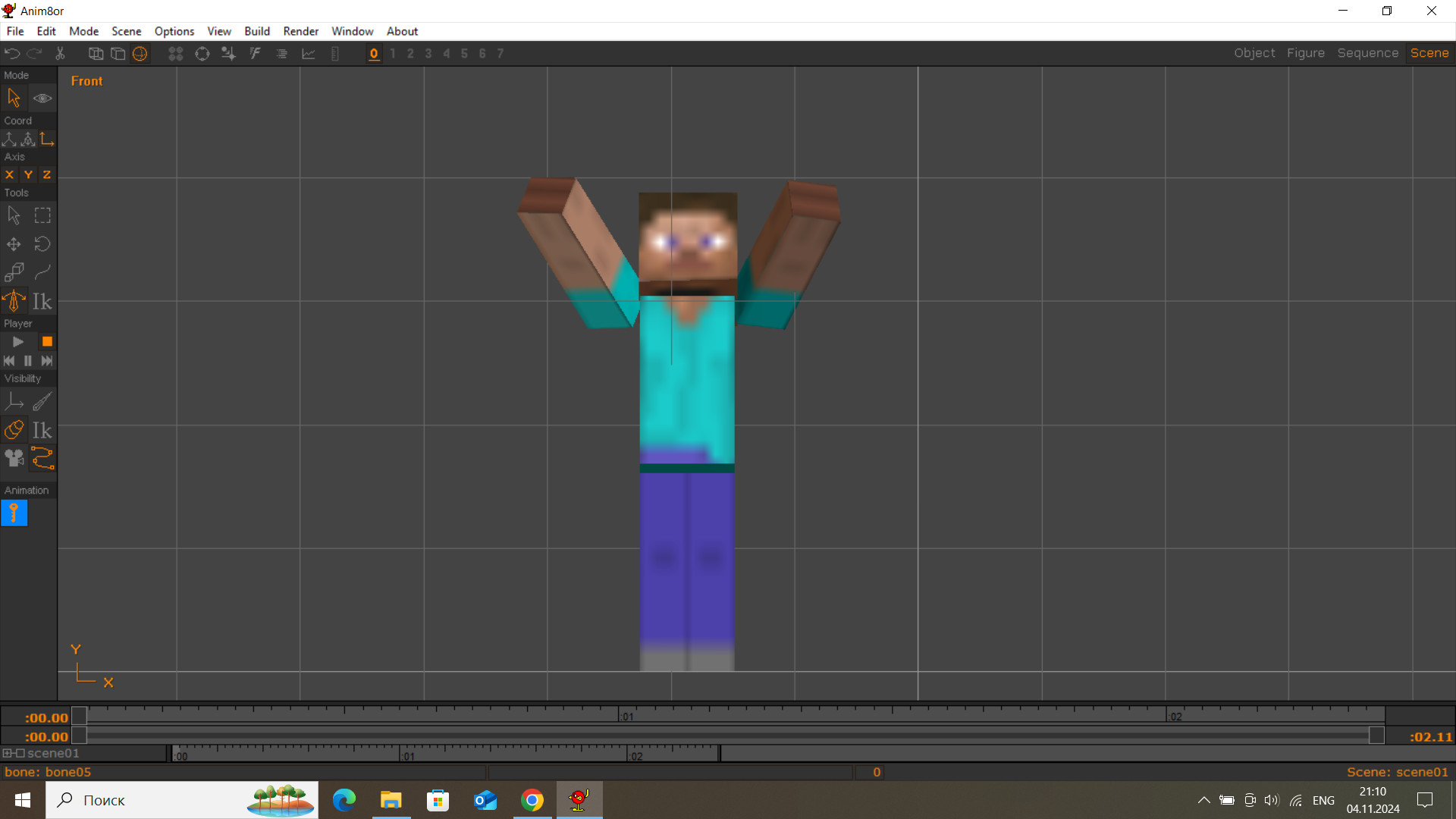 Minecraft Steve, but awfully remade in Anim8or 3D Model