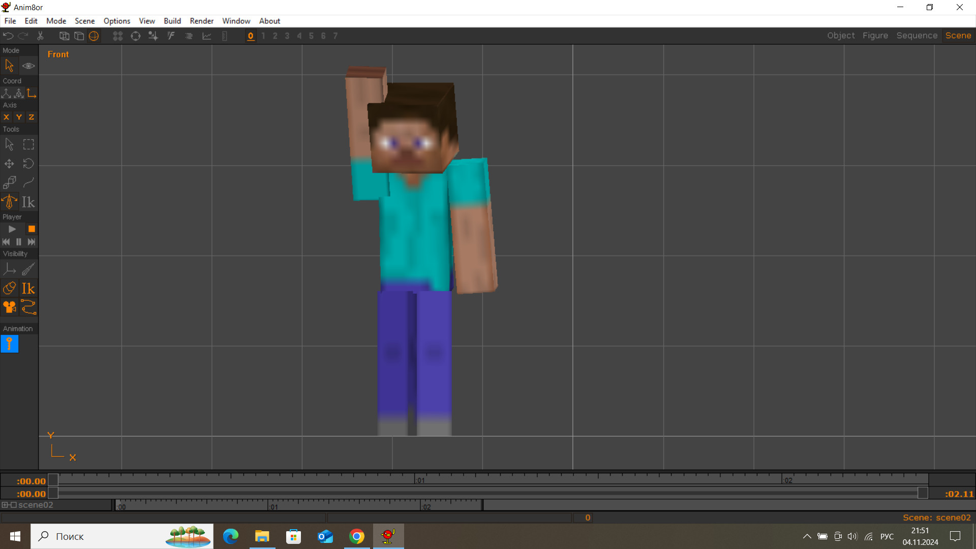 Minecraft Steve, but awfully remade in Anim8or 3D Model