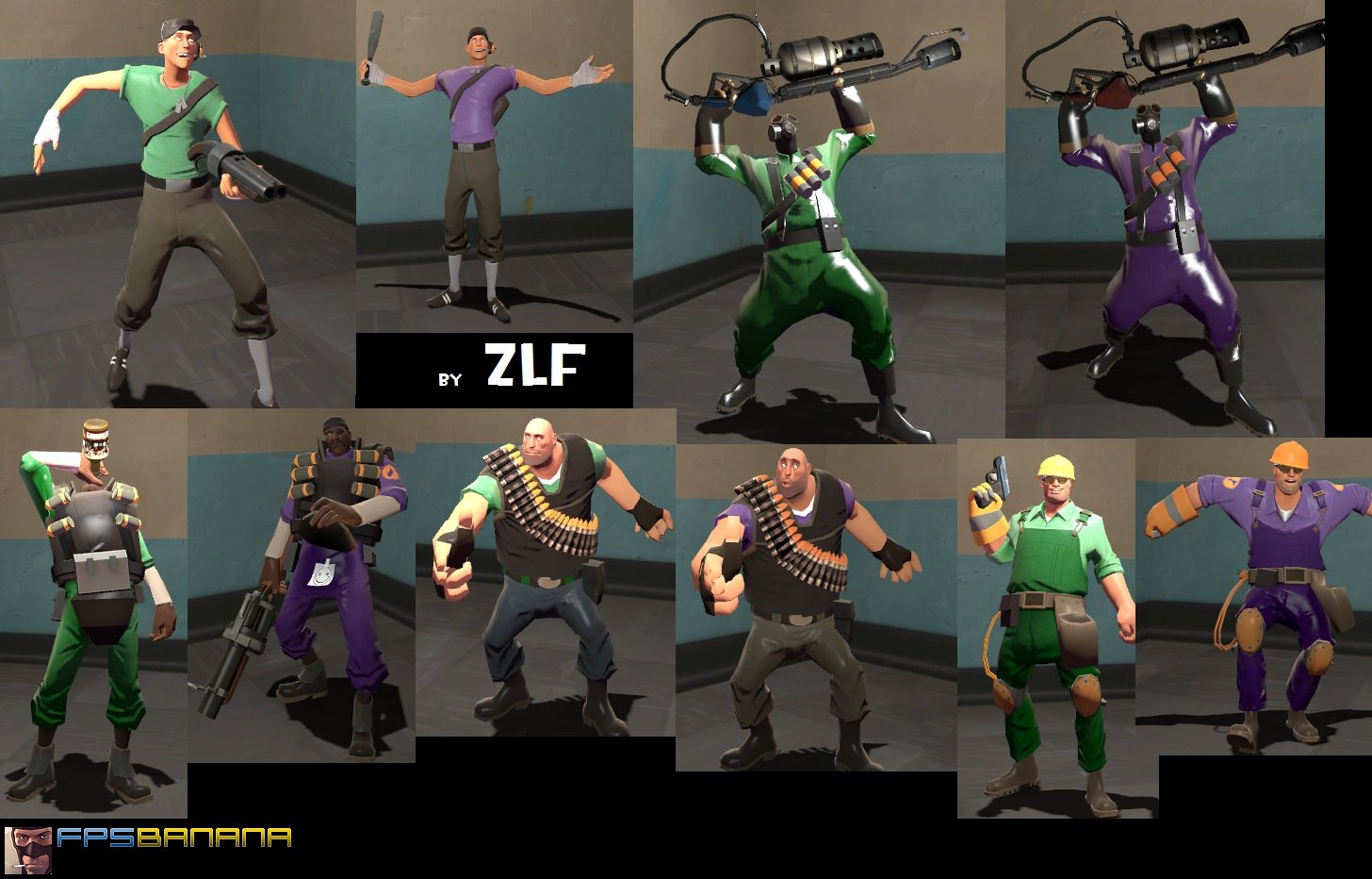 Recolored teams Green and Purple by ZLF Mod for Team Fortress 2 | TF2 Mods