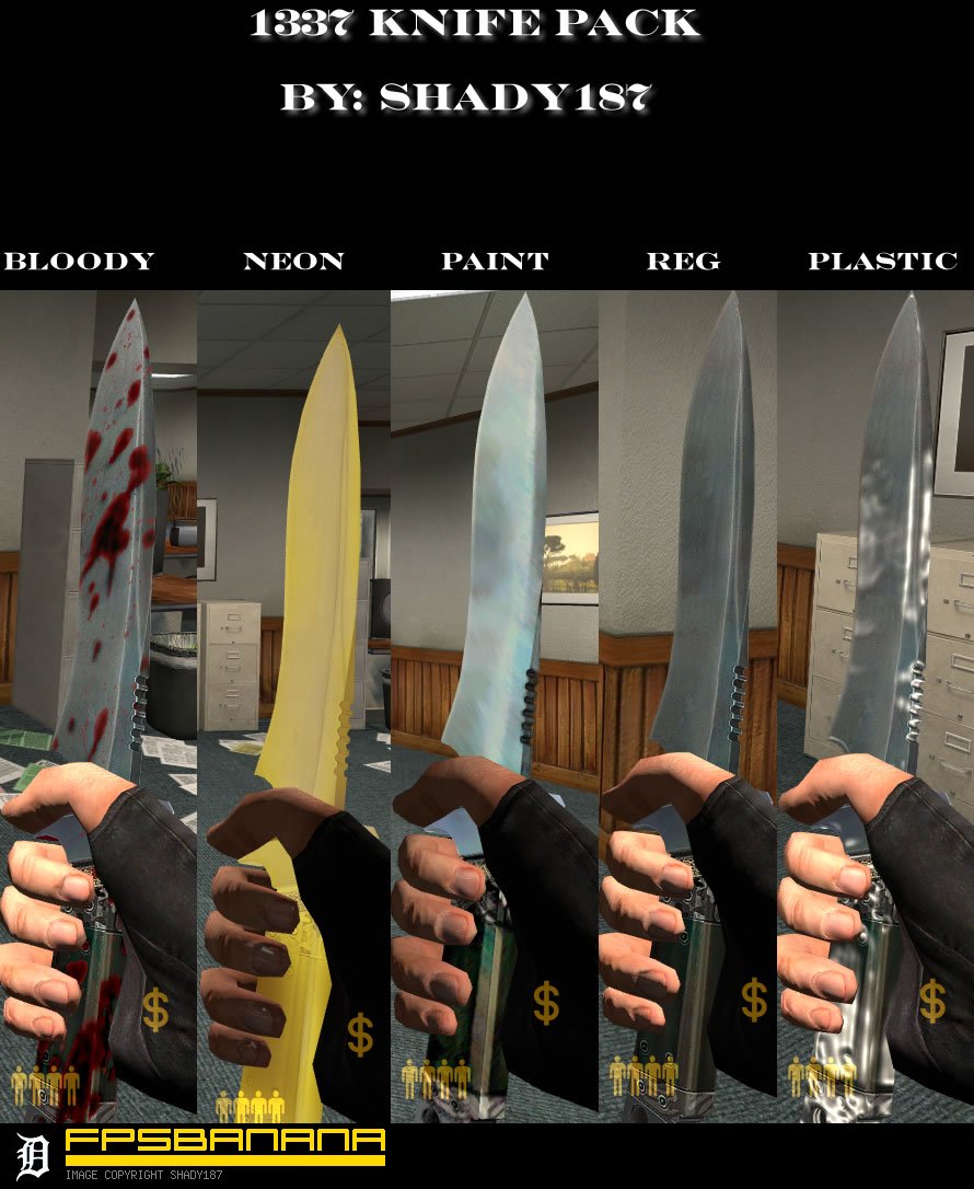 Reg knife + 4 different effects on knife [Counter-Strike: Source] [Mods]