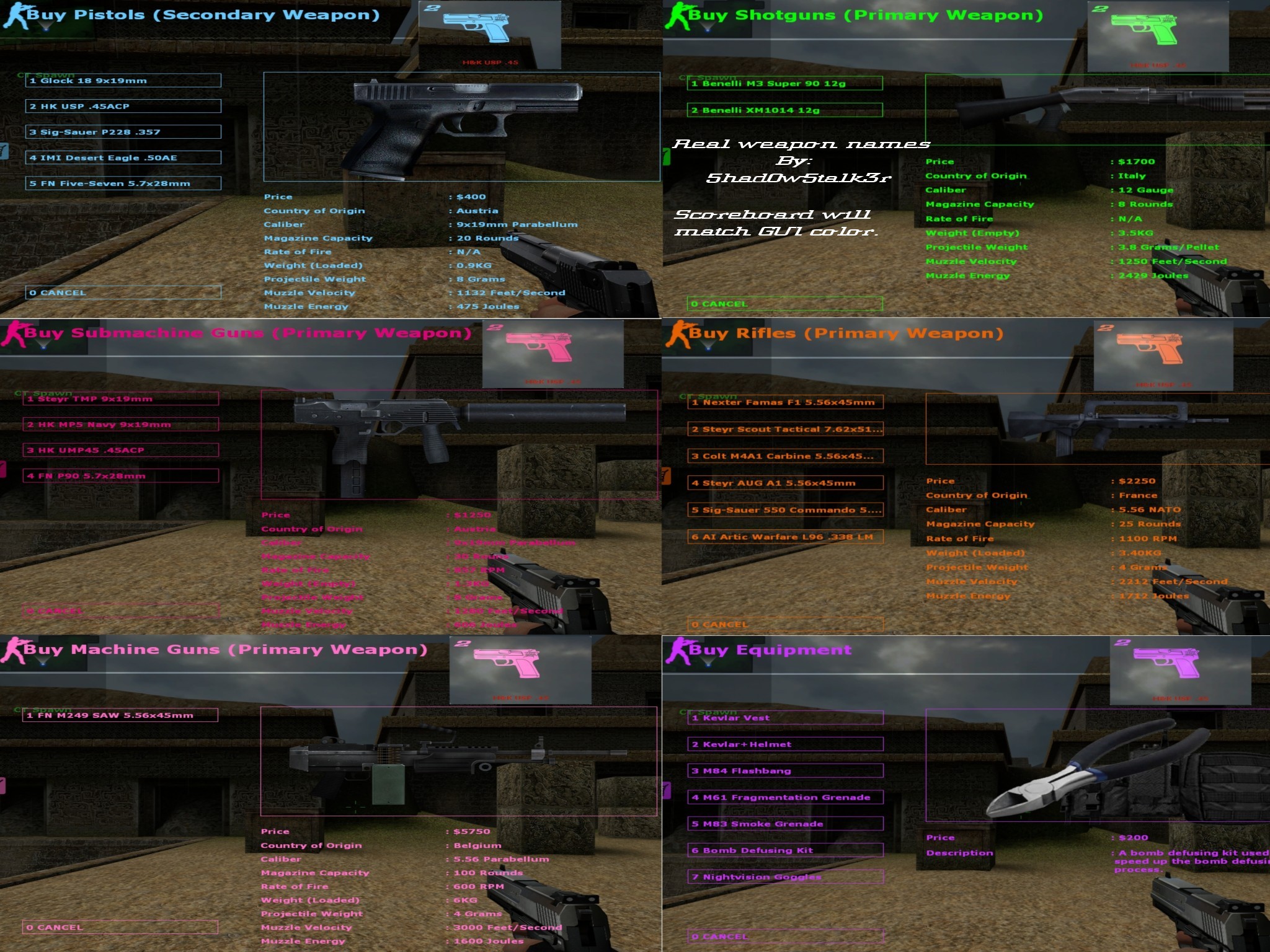 alf717 Neon colored HUD + GUI Mod for Counter-Strike: Source | CS:S Mods