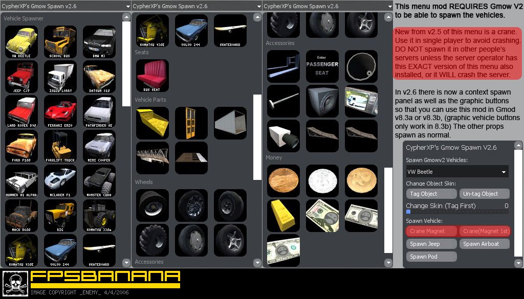 GMOW_Spawn_V2.6 Mod for Garry's Mod 9 | GMod 9 Mods