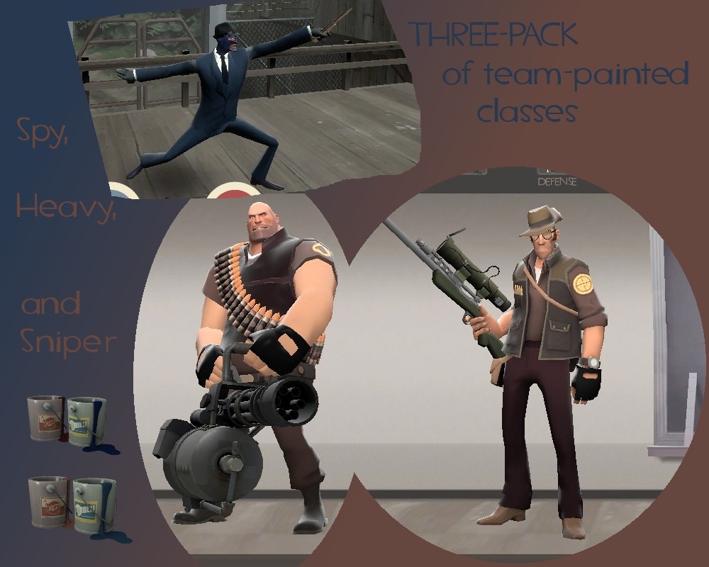 Team-Painted 3-Class Pack Mod for Team Fortress 2 | TF2 Mods