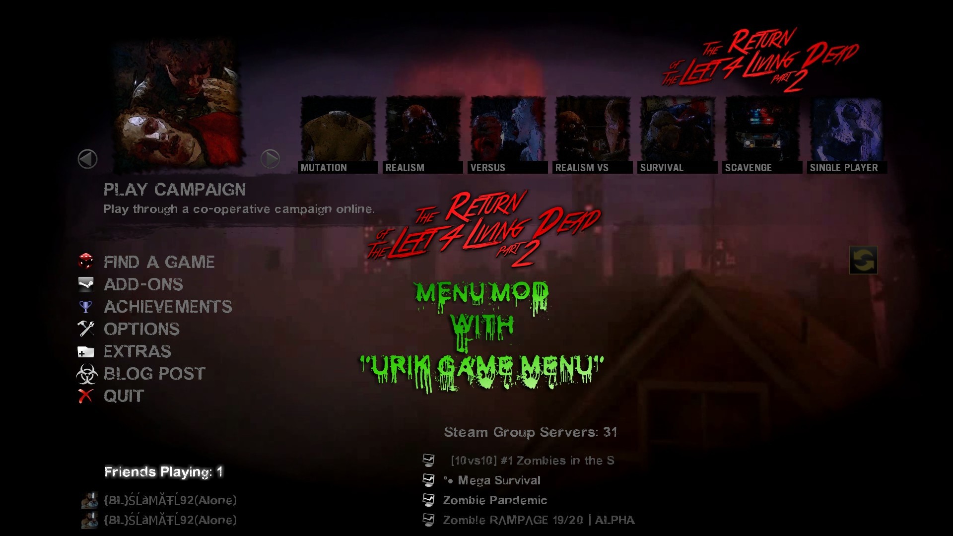 Return of the Left 4 Living Dead Menu Mod PART 2 Mod for Left 4 Dead 2 ...