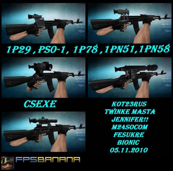 AK-74 with 1P29, PSO-1, 1PN51, 1PN58 and 1P78 [Counter-Strike ...