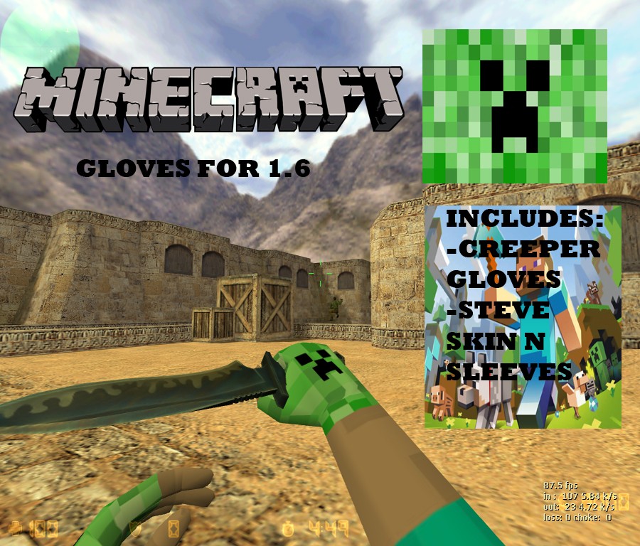 Minecraft creeper gloves + Steve hands for 1.6 [Counter-Strike 1.6] [Mods]
