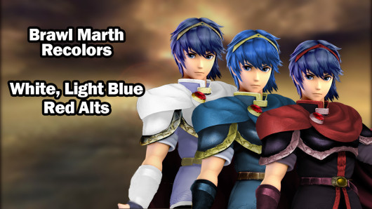 Brawl Marth Recolors - White, Red, Light Blue Alts [Super Smash Bros ...