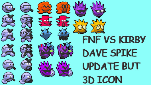 FNF VS KIRBY DAVE BUT ICON ARE 3D [Friday Night Funkin'] [Mods]