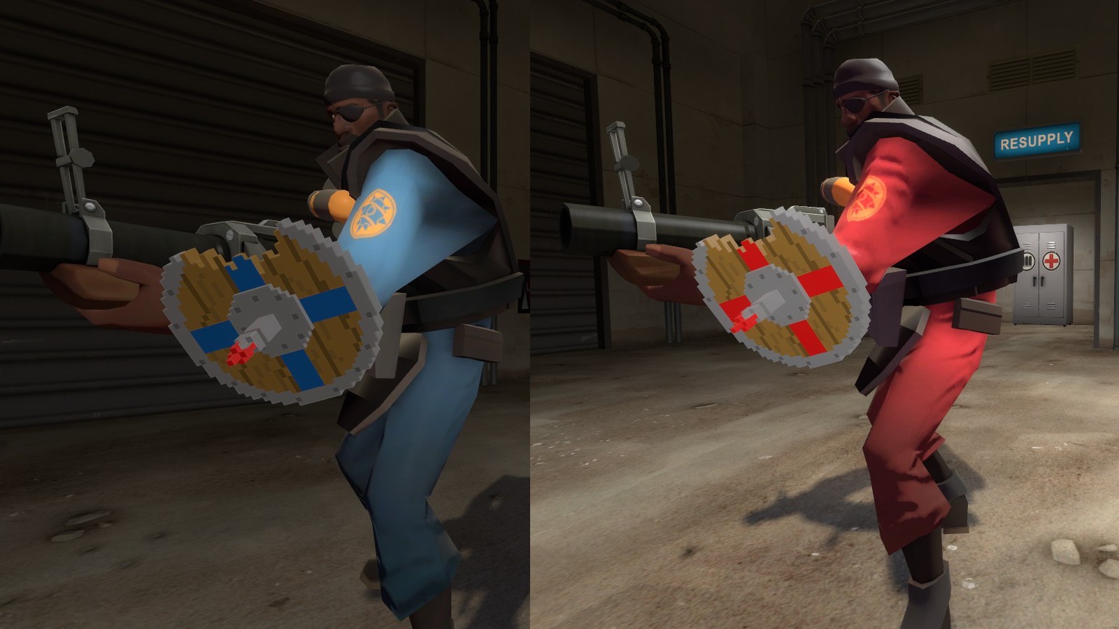 The Nostalgia Basher (8-Bit Chargin Targe) Mod for Team Fortress 2 ...