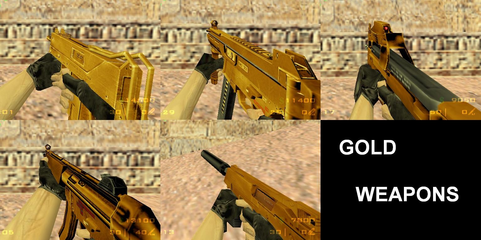 Gold Weapons Pack V3 Mod for Counter-Strike 1.6 | CS1.6 Mods