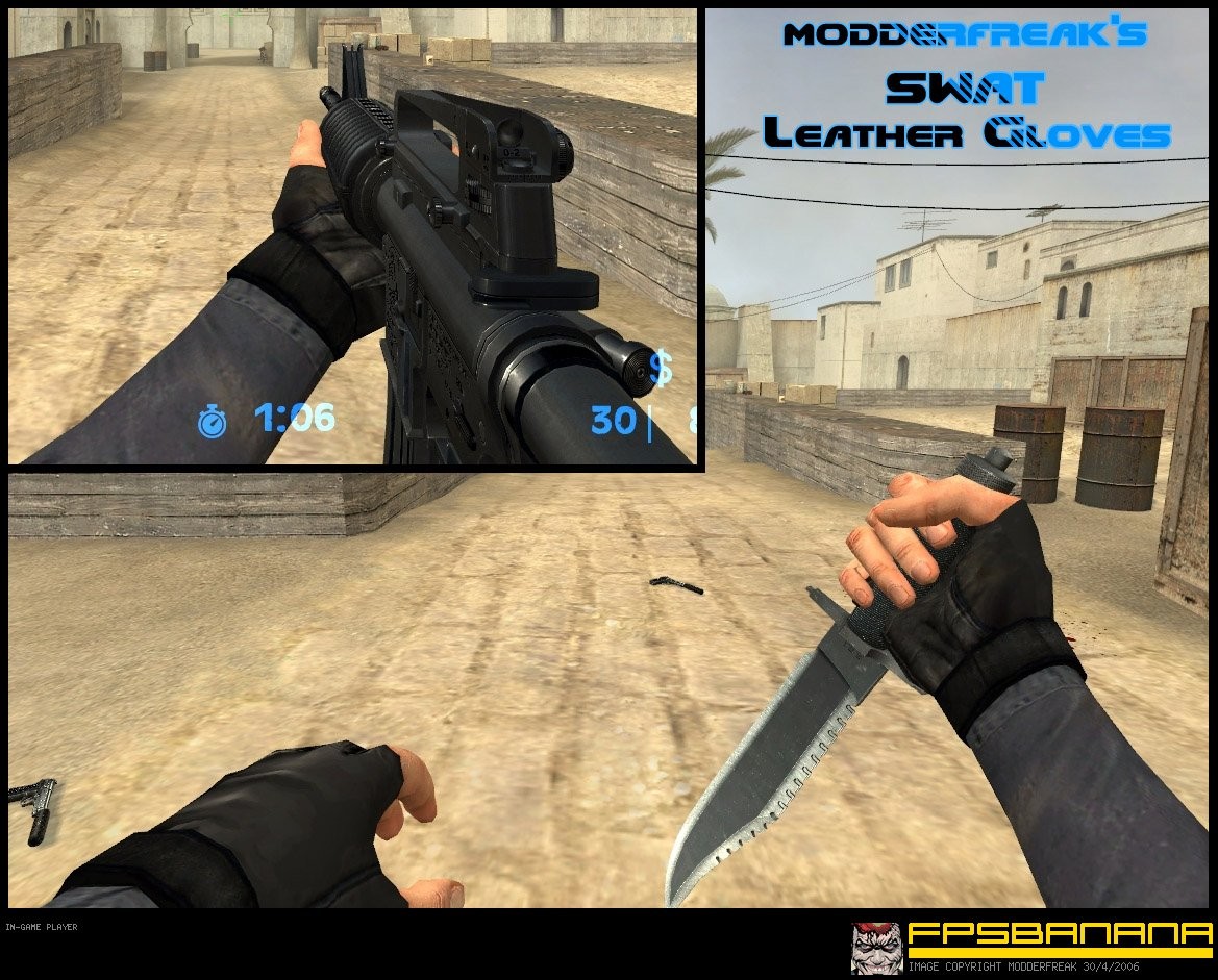 Modderfreak's SWAT Leather Gloves With Sleeves Mod for Counter-Strike ...