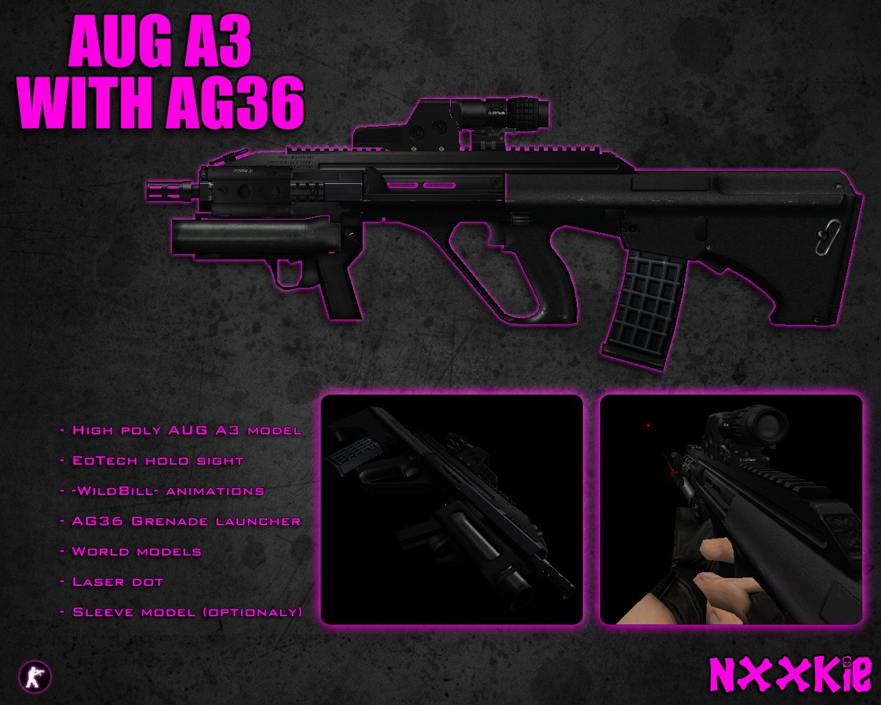 AUG A3 with AG36 Mod for Counter-Strike 1.6 | CS1.6 Mods