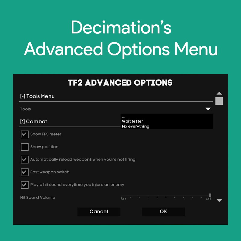 Decimation's Advanced Options Menu Mod for Team Fortress 2 | TF2 Mods