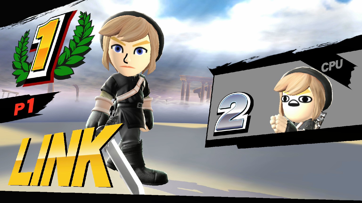 Dark Link over Regular Link Mii Costume [Super Smash Bros. (Wii U)] [Mods]