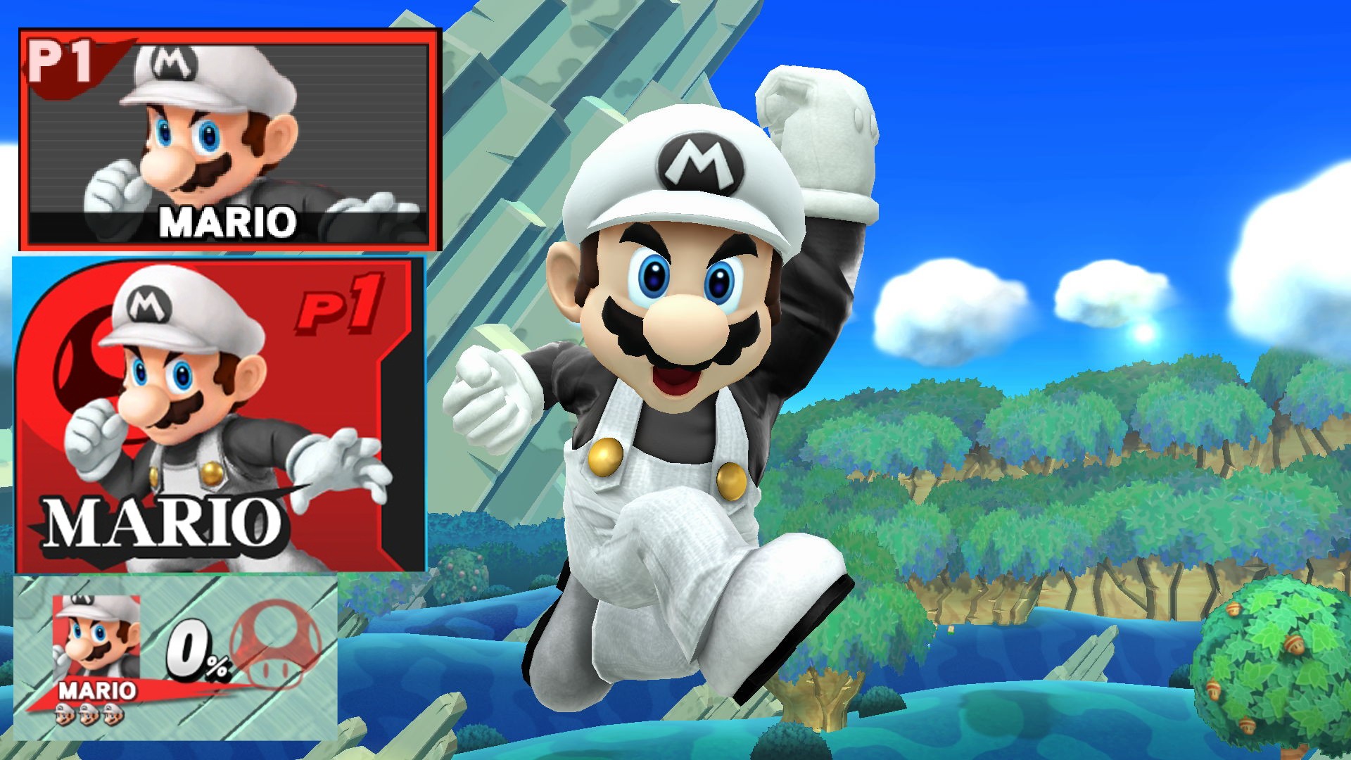 White and Black Mario Skin (CSP"s Added) Mod for Super Smash Bros. (Wii ...
