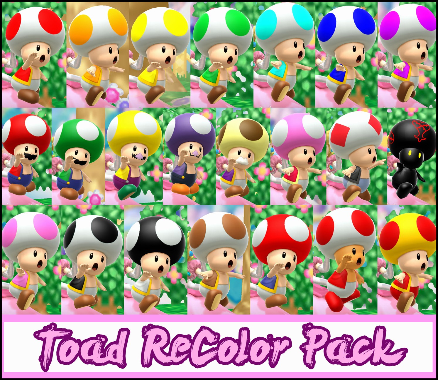 Toad Recolor Pack Mod for Super Smash Bros. (Wii U) | SSB4U Mods