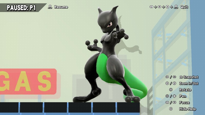Black Mewtwo with a Green Tail [Super Smash Bros. (Wii U)] [Mods]