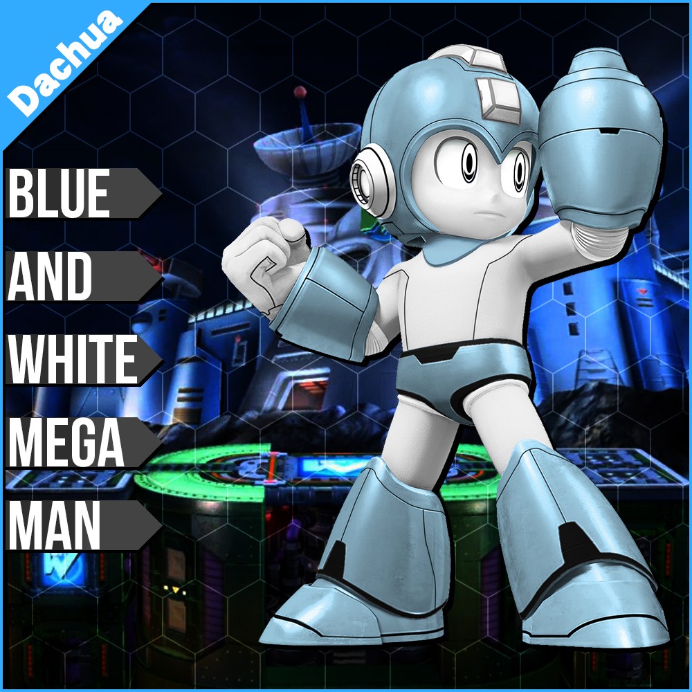 Blue and White Mega Man [Super Smash Bros. (Wii U)] [Mods]