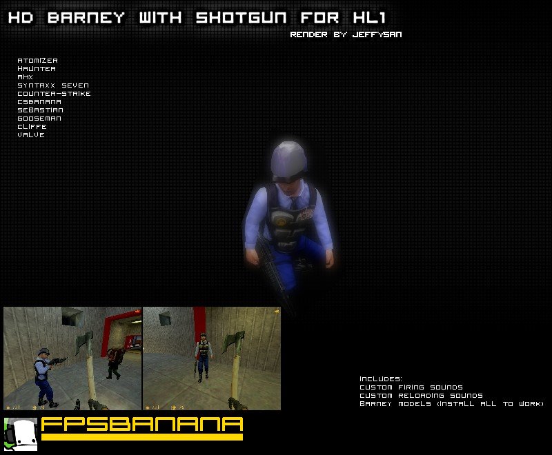 HD Barney with Shotgun for HL1 Mod for Half-Life | HL Mods