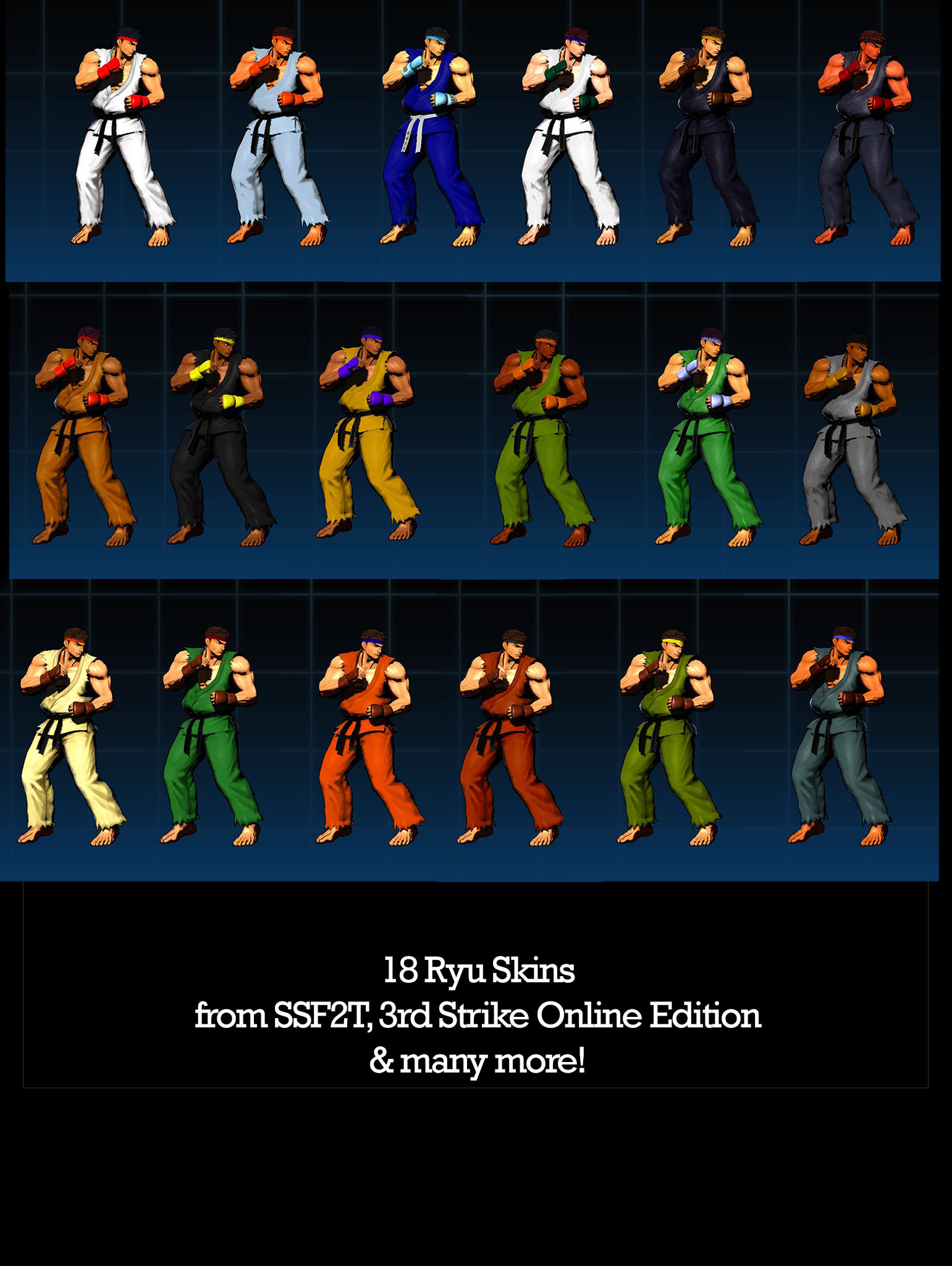 Ryu Palette Pack Mod for Ultimate Marvel vs Capcom 3 | UMvC3 Mods