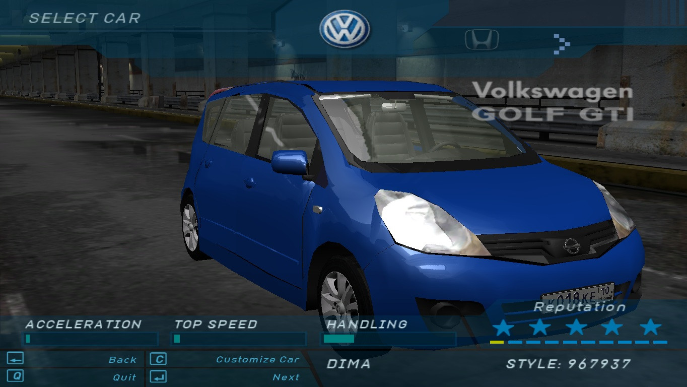 Nissan Note 2009 [Need for Speed: Underground] [Mods]