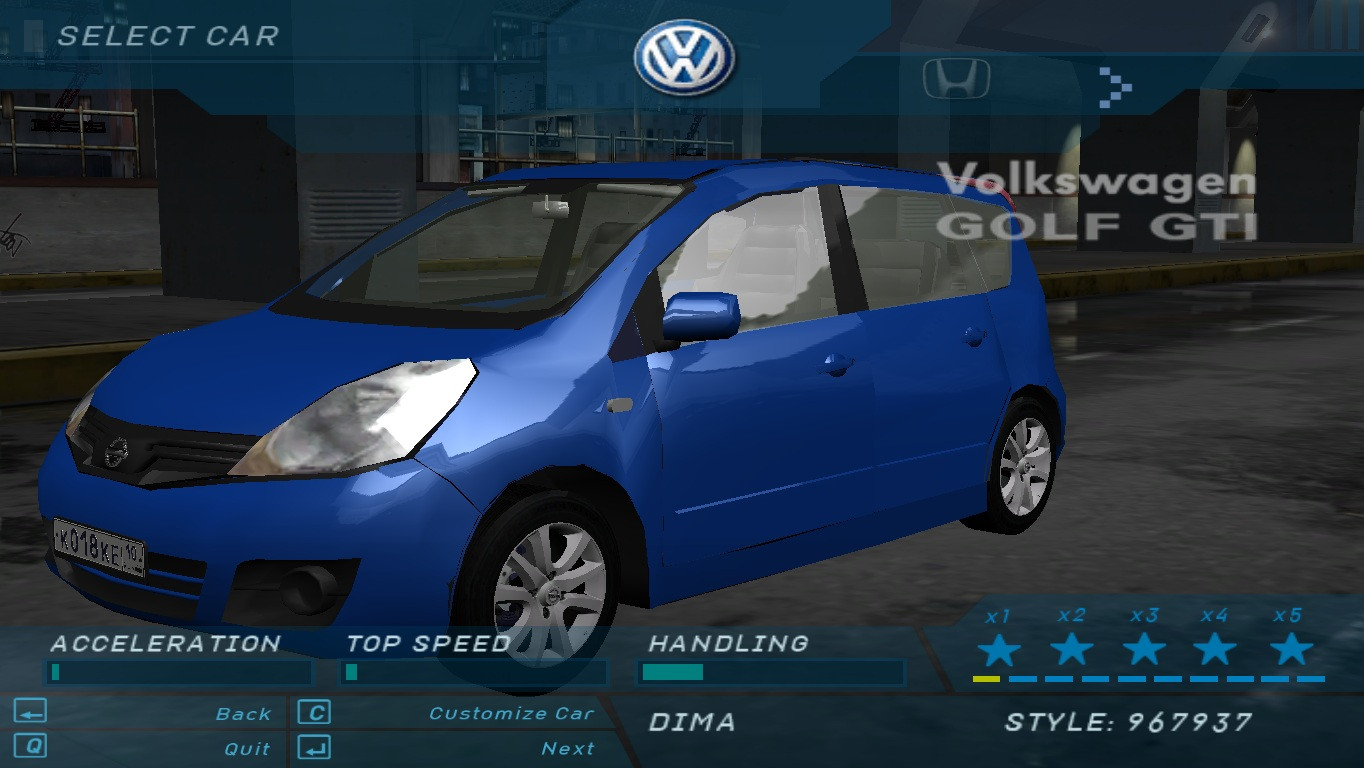 Nissan Note 2009 [Need for Speed: Underground] [Mods]
