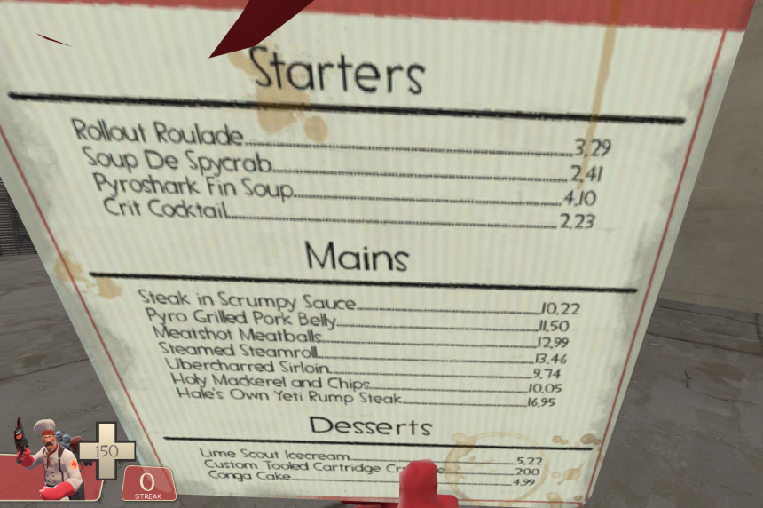 The Results Are In restaurant menu Mod for Team Fortress 2 | TF2 Mods