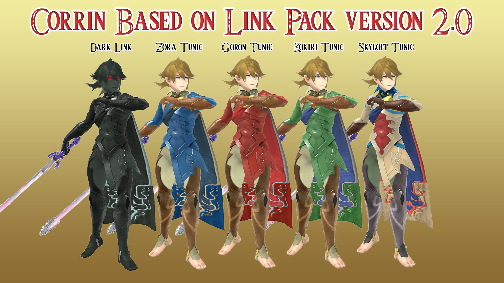 Corrin Based on Link Pack v2.0 [Super Smash Bros. (Wii U)] [Mods]