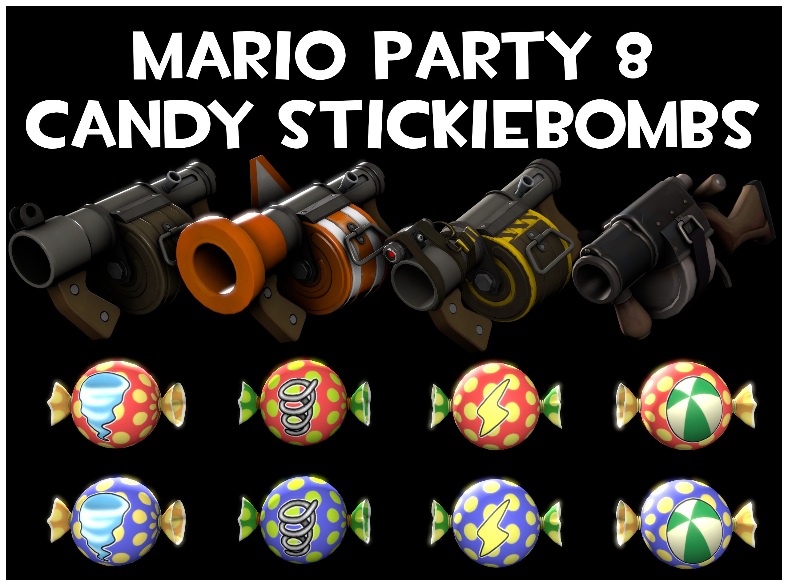 Mario Party 8 Candy Stickybombs Mod for Team Fortress 2 | TF2 Mods