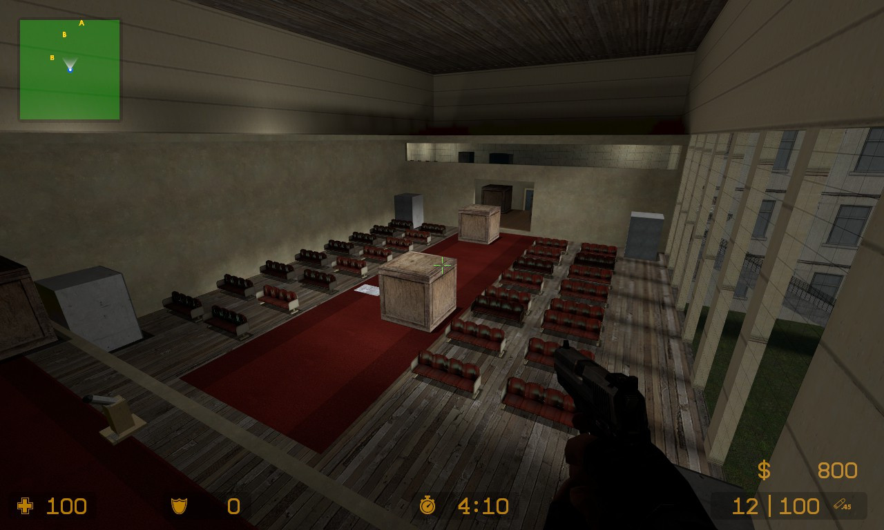 Hall with a scene (cs_hall_teather) [Counter-Strike: Source] [Mods]