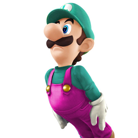 Cyan/Pink Overalls for Luigi Mod for Super Smash Bros. (Wii U) | SSB4U Mods