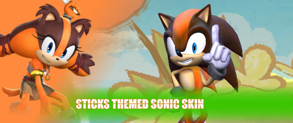 Sticks Themed Sonic skin [Super Smash Bros. Brawl] [Mods]