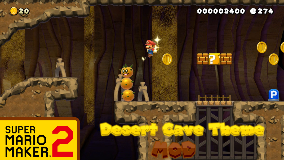 NSMBU Desert Cave Theme Mod for Super Mario Maker 2 | SMM2 Mods