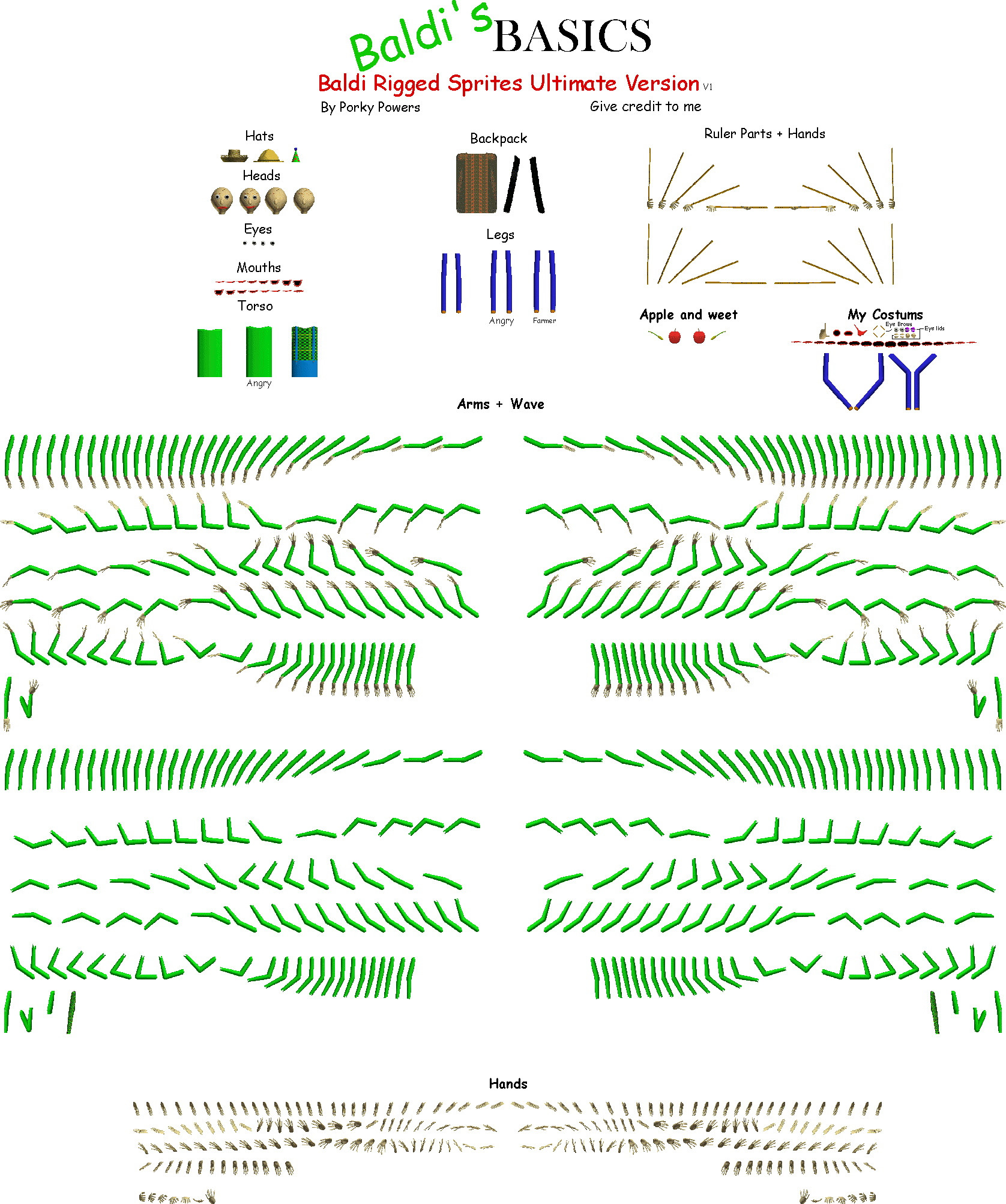 Baldi rigged Sprites Ultimate Version [Baldi's Basics] [Mods]