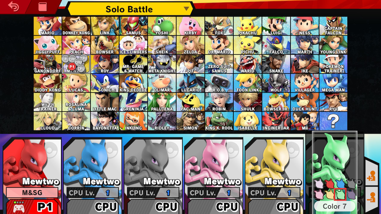 Mewtwo Recolor Pack [Super Smash Bros. Ultimate] [Mods]