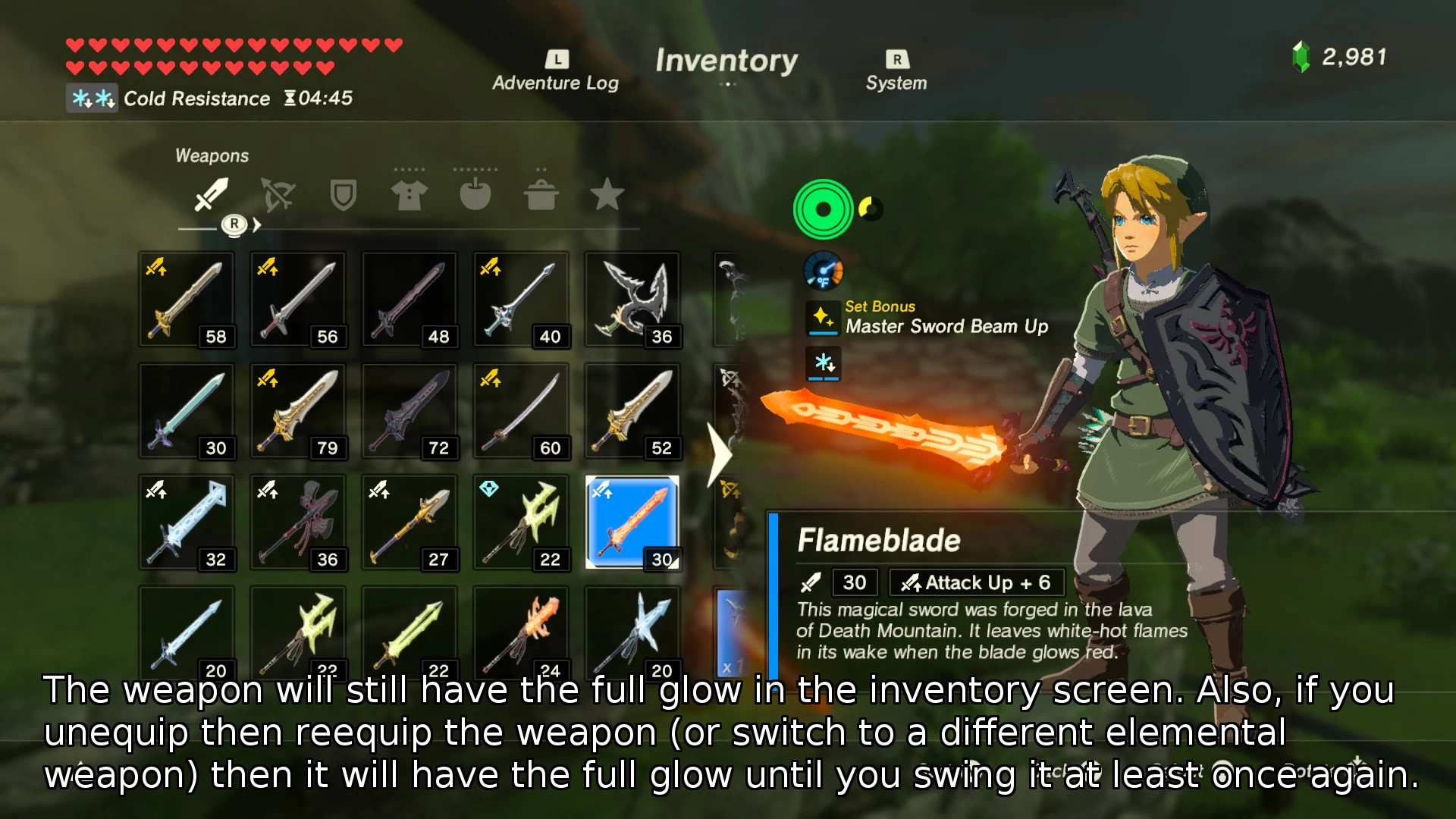 Reduced Glow for Elemental Weapons Mod for The Legend of Zelda: Breath ...