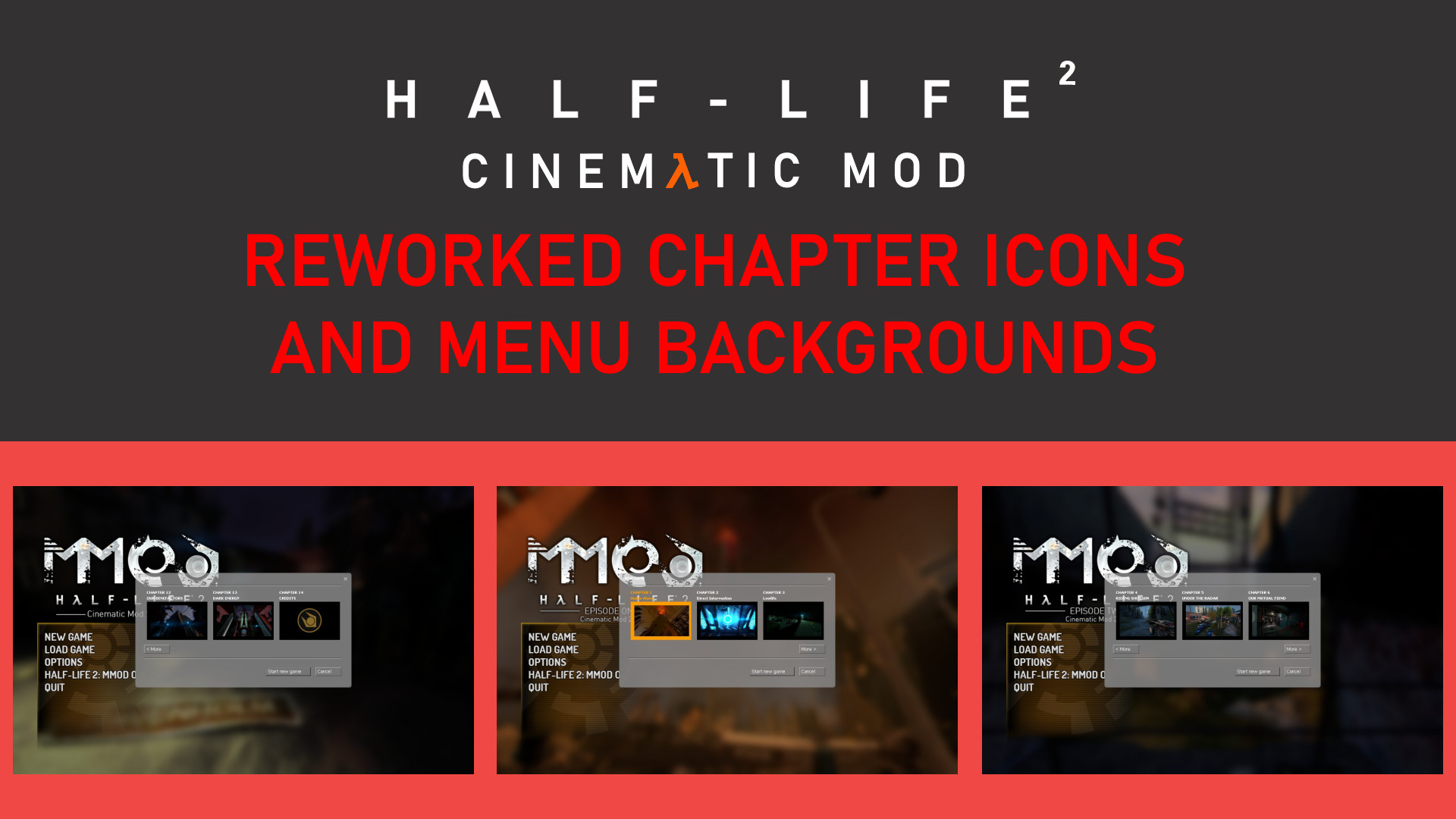 Cinematic Mod Reworked Chapter Icons and Menus [Half-Life 2: MMod] [Mods]