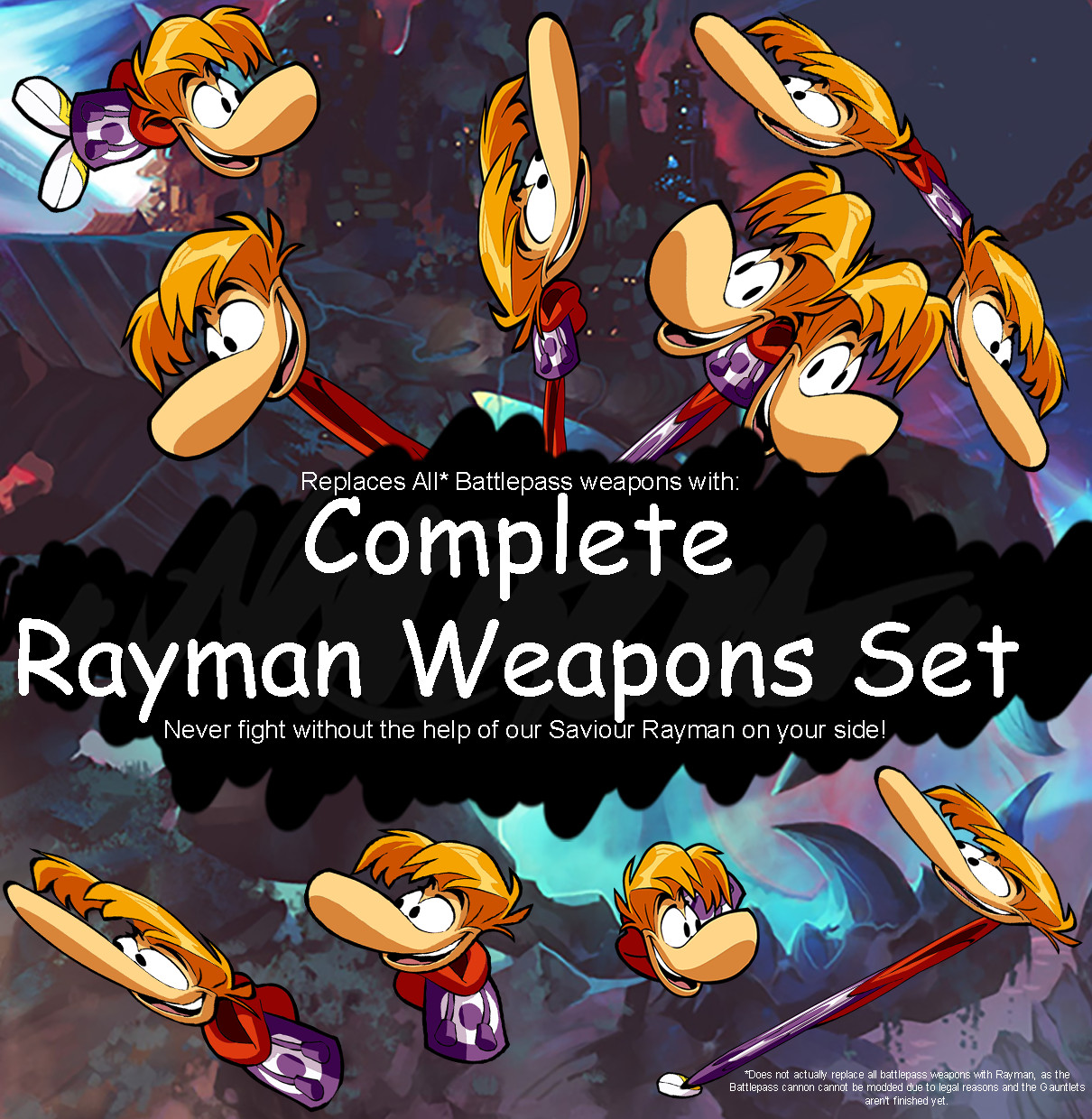 Battlepass Weapons but they're Rayman (Trilogy) Mod for Brawlhalla ...