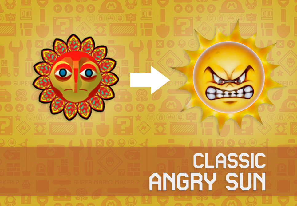 Classic Angry Sun in NSMBU Mod for Super Mario Maker 2 | SMM2 Mods